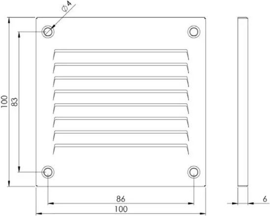 Metalen rooster 100x100mm wit - MR1010 | bol