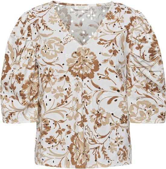SISTERS POINT Gilma-n.t2 - Dames Blouse - Cream/Brown - Maat S | bol