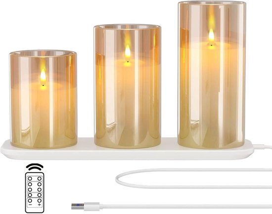 Led kaarsen oplaadbaar - Inclusief Afstandsbediening - Bewegende Vlam ...