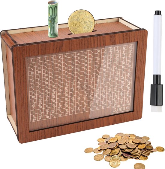 Houten Digitale Spaarpot met Uitwisbare Pen en Spaardoel voor Kinderen | bol