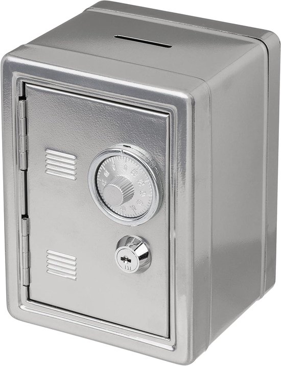 Spaarpot kluis voor veilig sparen - 1 stuk - zilver - gelakt metaal ...