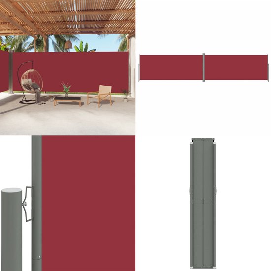 vidaXL Windscherm uittrekbaar 220x1000 cm rood - Scherm - Schermen ...