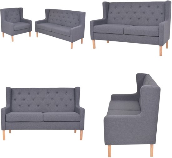 vidaXL Bankstel stof grijs 2-delig - Bankstel - Bankstellen - Moderne ...