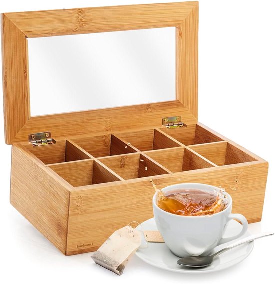 Bamboe Theedoos - 8 Vakken - Decoratief en Duurzaam - 1 Stuk | bol