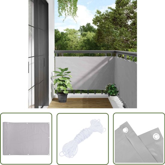 vidaXL Pvc Schermen - Balkonscherm - Balkonscherm 800x75 cm PVC grijs ...