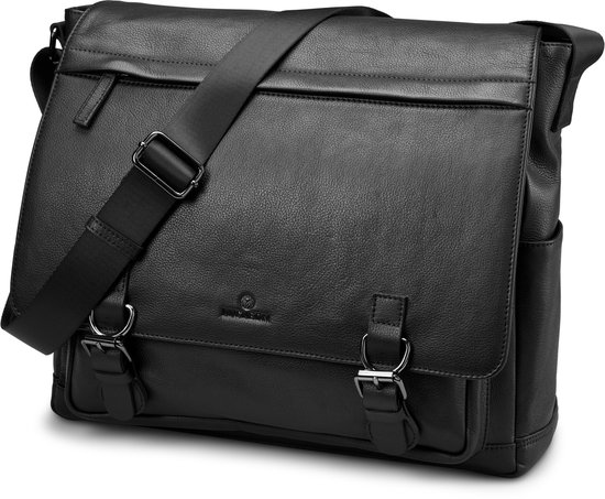 Lucleon - Heren - Zwart Leer Schoudertas | bol