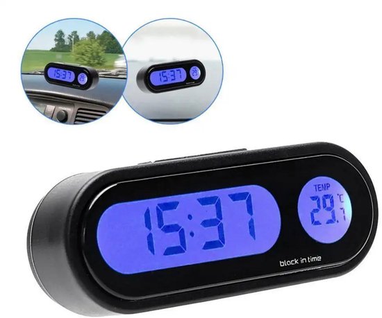 2 in 1 Digitaal Autoklokje - Temperatuur Meter - LED Klok Auto ...