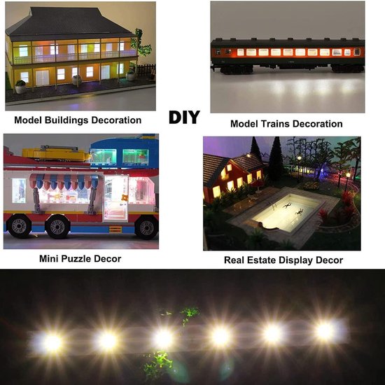 5 stuks 12-18V 6-LED huisverlichting 10 cm wit met kabel - Modelbouw ...