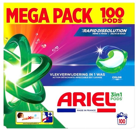 Ariel - Color 3-in-1 Pods - 100 Capsules | bol