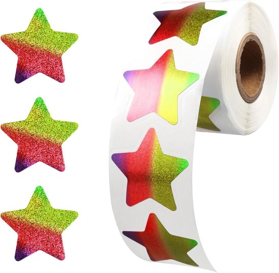 500 Pieces Self Adhesive Holographic Star Stickers Laser Star Stickers ...