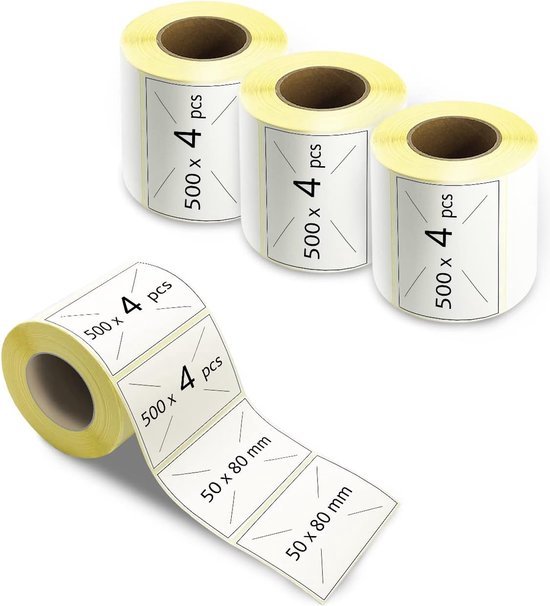 Zelfklevende etiketten, 80 x 50 mm, 1 rol etiket x 500 stuks per rol ...