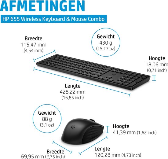 HP 655 draadloos toetsenbord en muis combo | bol