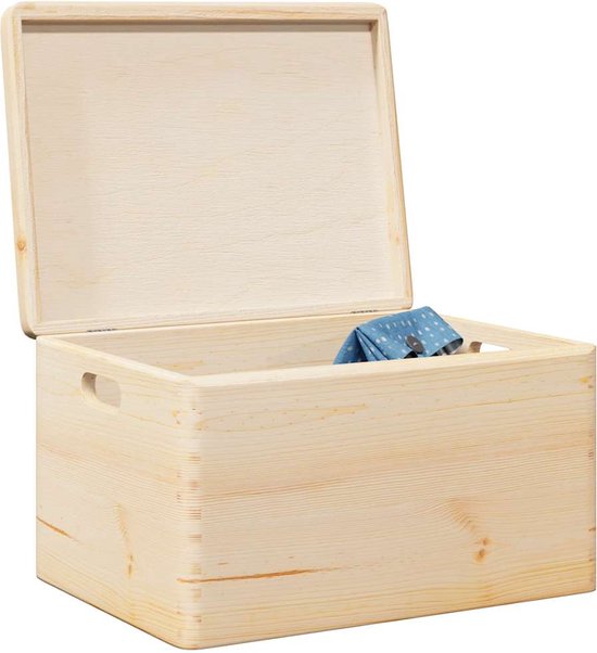 vidaXL Houten kist met deksel en handvatten 19L | bol