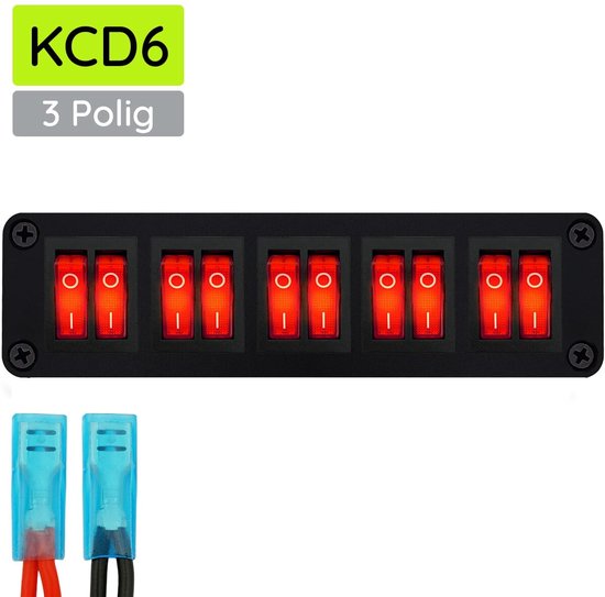 ProRide Wipschakelaar ON-OFF KCD6 - 3 Polig - 250V/16A - Inbouwpaneel 5 ...