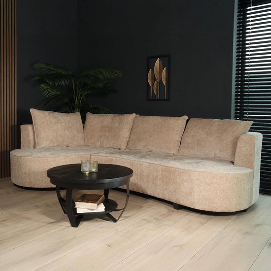 Hoekbank rond Lando 270cm bank met ronding beige chenille bankstel ...