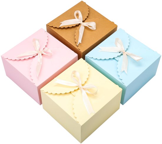Belle Vous Geschulpte Pastelkleur Papieren Vierkante Geschenk Doosjes ...