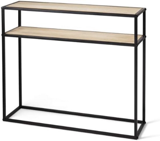 Moderne Wandtafel - Zwarte Consoletafel - Metaal En Hout - Wandtafel ...