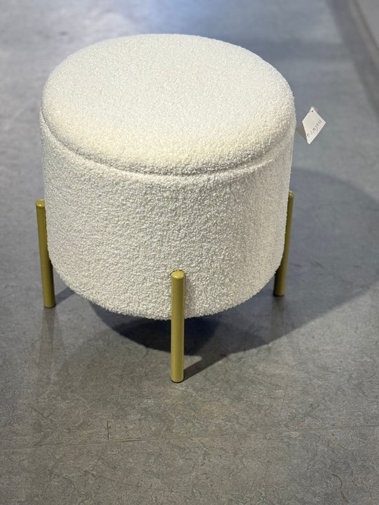 Cherchie - Poef met vier gouden metalen poten - Met opbergruimte ...