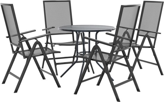 vidaXL Tuinset - 5-delig - Verstelbaar - Staal - Antraciet Tuinstoel ...