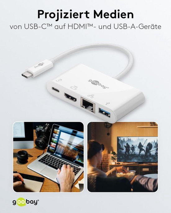 Goobay 62105 USB C Hub Multiport USB Distributeur 60W PD / 4 Port USBC ...