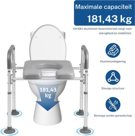 Luxe Toiletverhoger met Armleuning - Voor Ouderen - WC Verhoger ...