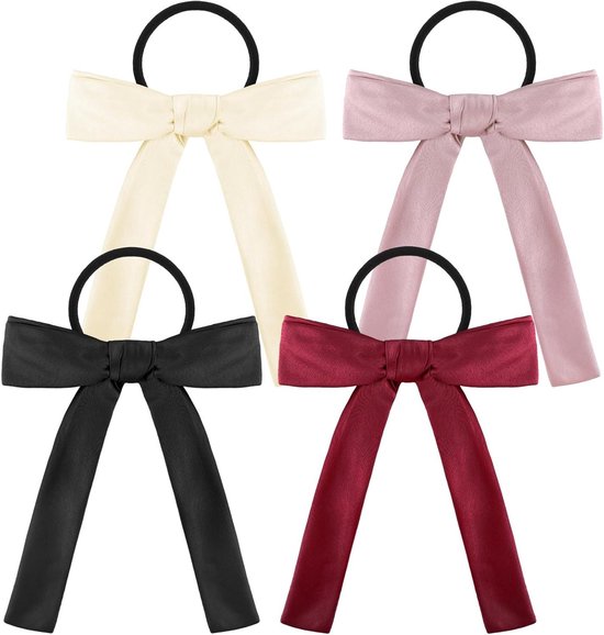 Haarelastiekjes met strik - Satijnen haarband - Lange staart ...