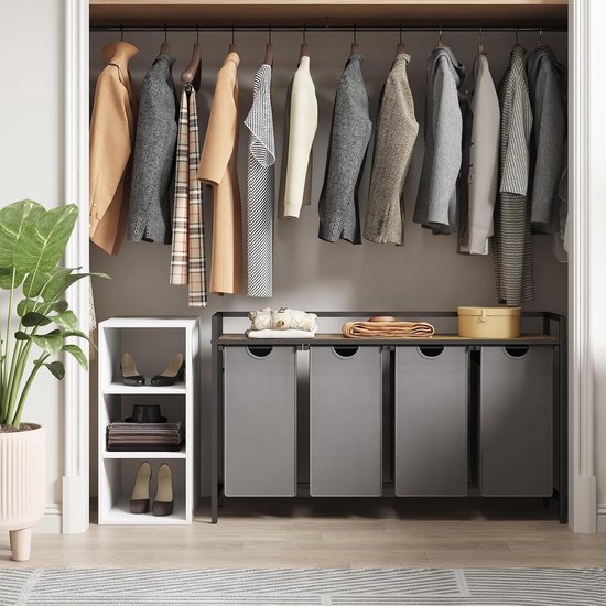 Equivera Wasman 4 Vakken - Wasmand - Wassorteerder - Wasbox | bol