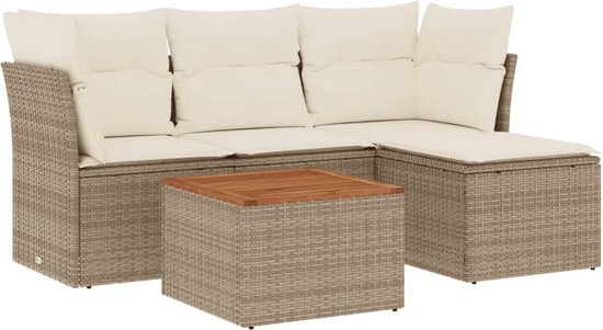 vidaXL Loungeset - 5-delig - Beige - Inclusief Kussens | bol
