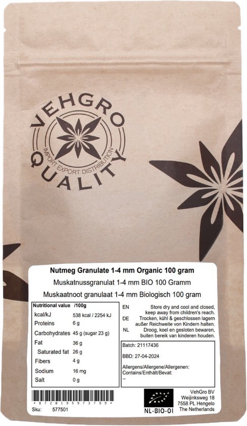 Granulés de noix de muscade 1-4 mm - 100 grammes - Holyflavours | bol