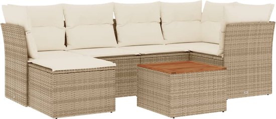 vidaXL Loungeset - 7-delig - Beige - Inclusief kussens | bol
