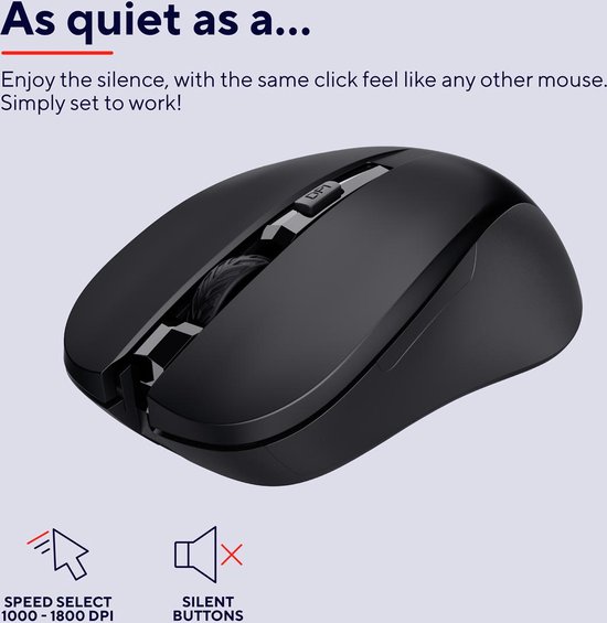 Trust Mydo - Stille Draadloze Muis - 1800 DPI - Comfortable grip ...
