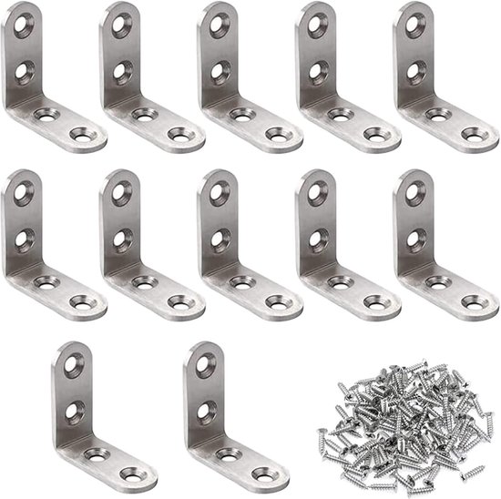 Hoekbeugel van roestvrij staal, haakse beugel, haakse beugels van 90 graden, 12 stuks... | bol