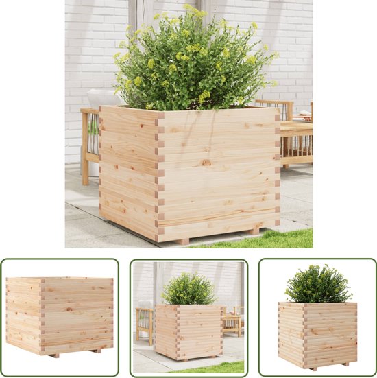 The Living Store Plantenbak 80x80x72 cm massief grenenhout - Plantenbak - Houten... | bol