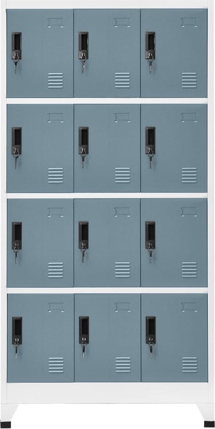 vidaXL Lockerkast Staal 90x45x180 cm Grijs Lockerkast - Opbergkast ...