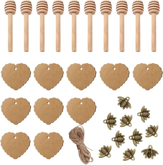 Honingstokjes van hout - 10 stuks 8 cmHouten honinglepel - 10 ...