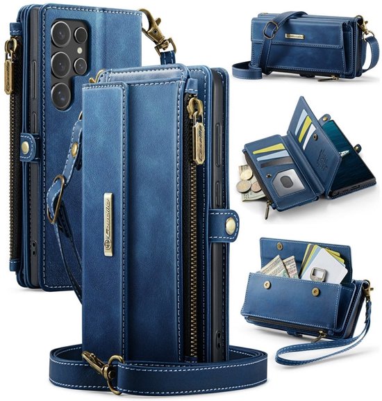 Caseme Geschikt voor Samsung Galaxy S25 Ultra hoesje - portemonnee tasje - Blauw | bol