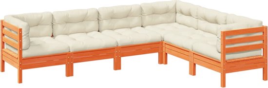 vidaXL Loungeset 6-delig - Grenenhout - Inclusief Kussens | bol