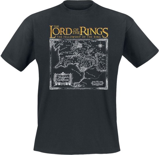 The Lord Of The Rings Map Fellowship T-shirt zwart M Katoen - Fan merch ...