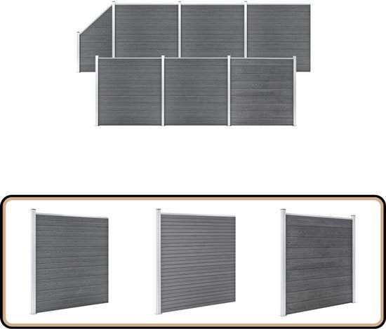 vidaXL Schuttingset - 6 vierkant en 1 schuin - 1138x186 cm Schutting ...