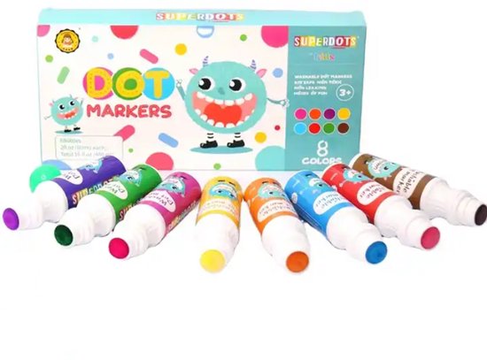 Super dots - Verven & Knutselen - Kinderen - 8 Stuks wasbare stippen ...