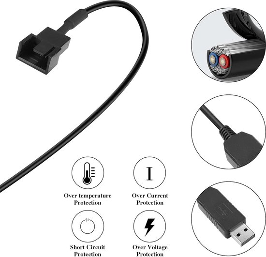 PWM 12V USB Ventilator Stroomkabel – 2-Pack Step-Up Adapter voor 3Pin & 4Pin PC... | bol