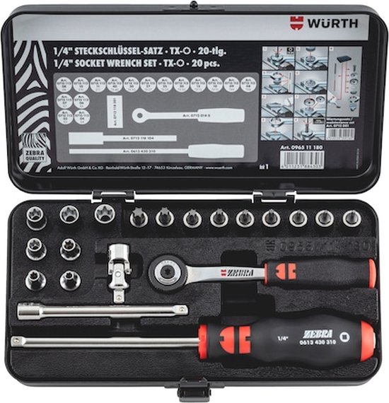 Wurth - 1/4 inch dopsleutels Assortiment met 20 stuks - 1/4 inch ...