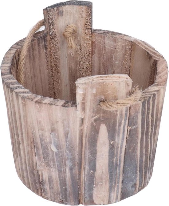 Rustic Flower Pots Weatherproof Round Wooden Bucket Flower Pot for ...