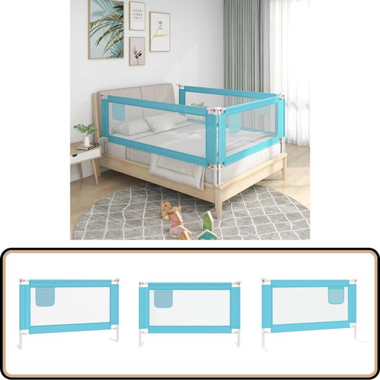 vidaXL Blauw Bedhekje Peuter 120x25 cm Kinderbed Hek - Bedbeveiliging ...
