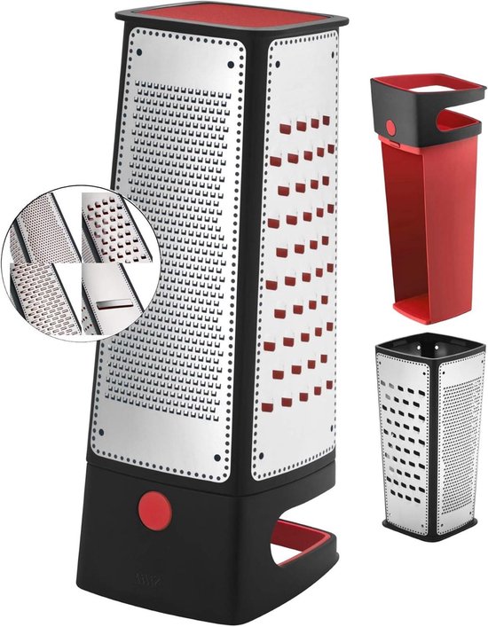 Vierkante rasp met opvangbak - veelzijdig - roestvrij staal - 4 raspen ...