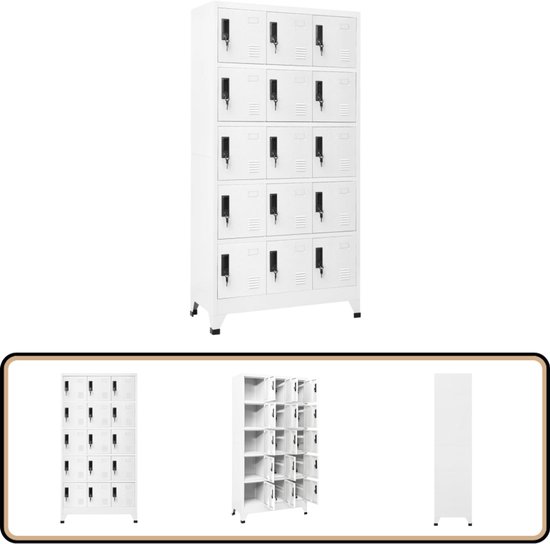 vidaXL Lockerkast - Wit - Staal - 90x40x180 cm Lockerkast - Opbergkast ...