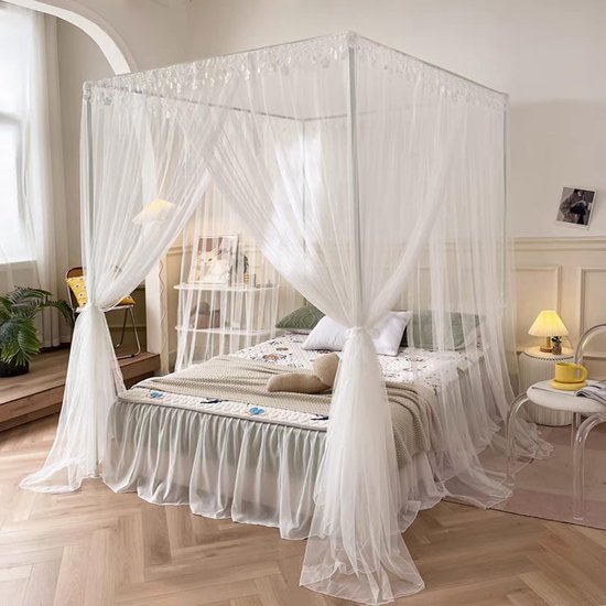 AdeptT vier hoek bed beugel hemelbed frame post polen met gordijn 4 ...