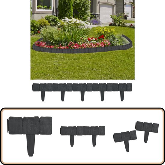 vidaXL Gazonranden - 10 m - Steen-look - Kunststof Tuinborder ...