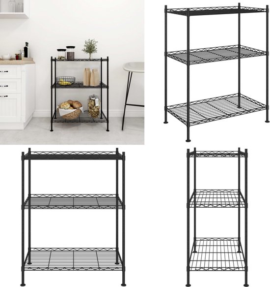 vidaXL Opbergrek 3-laags 150 kg 60x35x76 cm zwart - Opbergrek ...