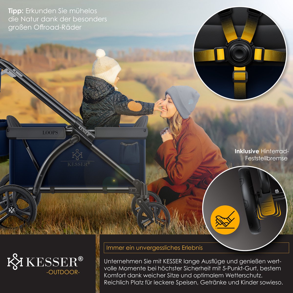 KESSER® Bolderkar Loops 2in1 Ook geschikt als Combi Kinderwagen ...